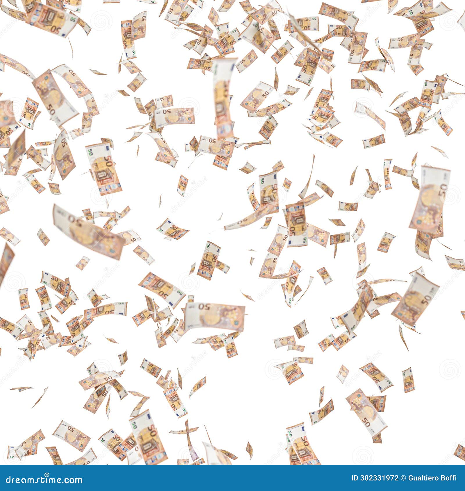 Euro Banknote Fall from the Sky Isolated on White Stock Illustration ...