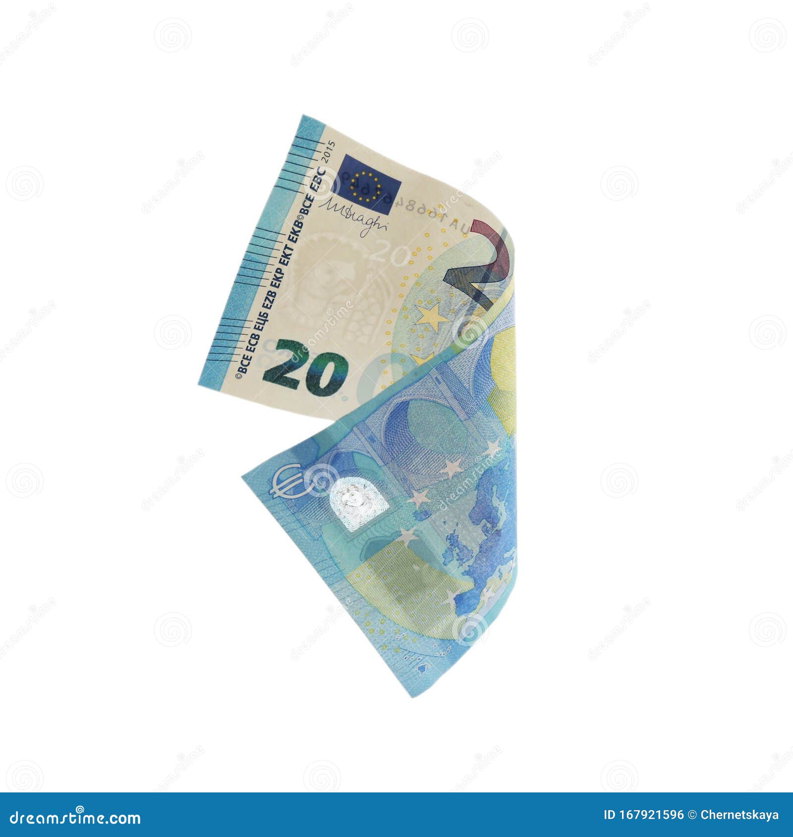 Euro Banknote Isolated. Flying Money Stock Photo - Image of debt ...