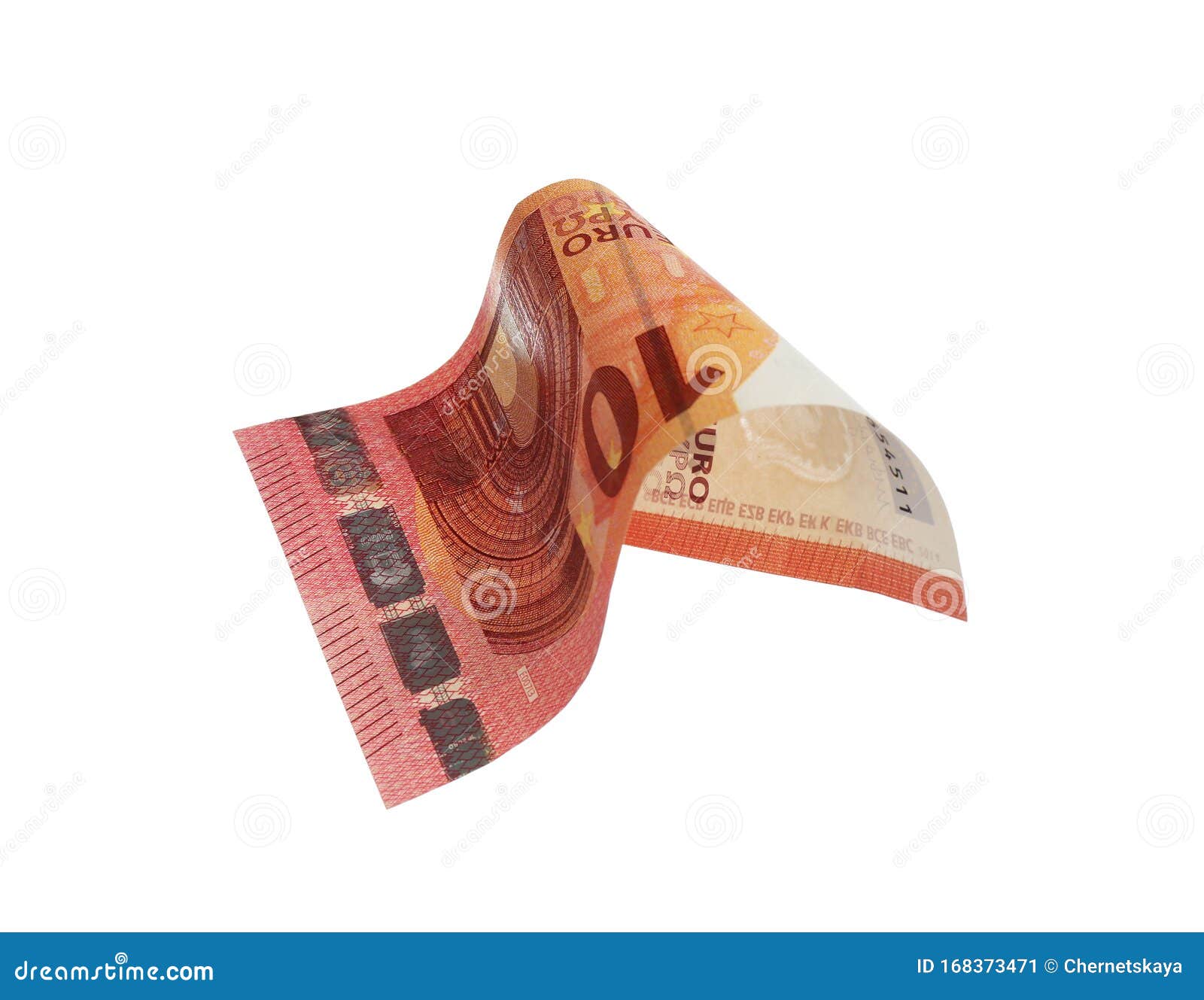 Euro Banknote Isolated. Flying Money Stock Image - Image of deposit ...