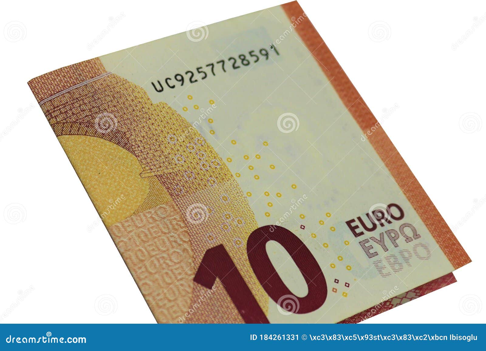 10 Euro Banknote Isolated on White Background. Stock Image - Image of ...