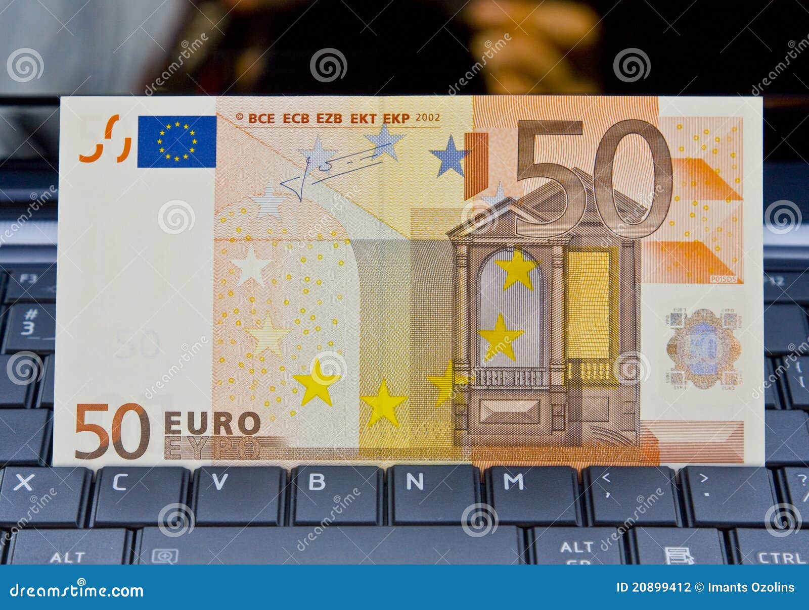 Euro Banknote on Laptop S Keyboard Stock Photo - Image of instrument ...