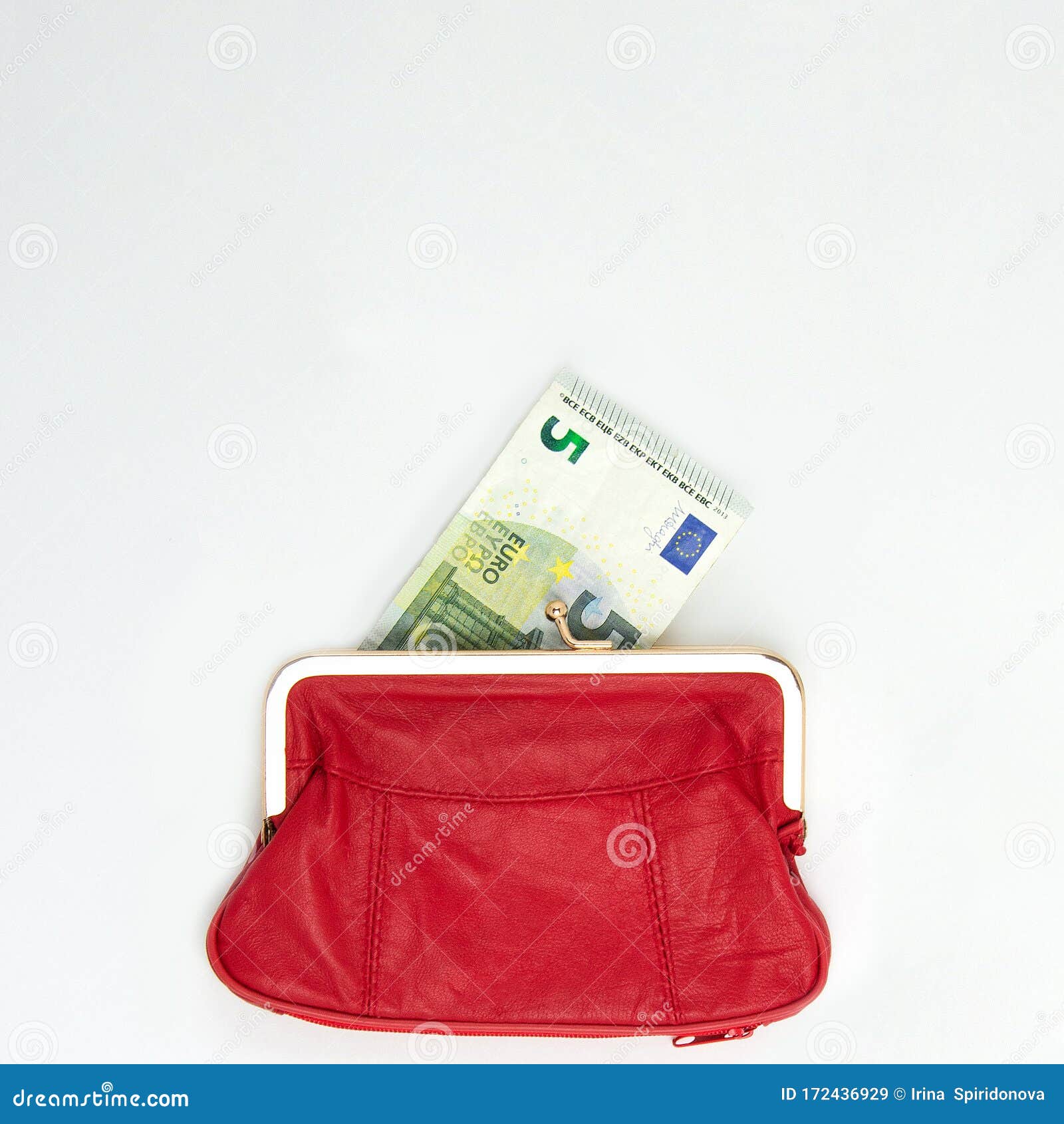 Euro Banknote is in the Red Wallet Stock Image - Image of coin ...