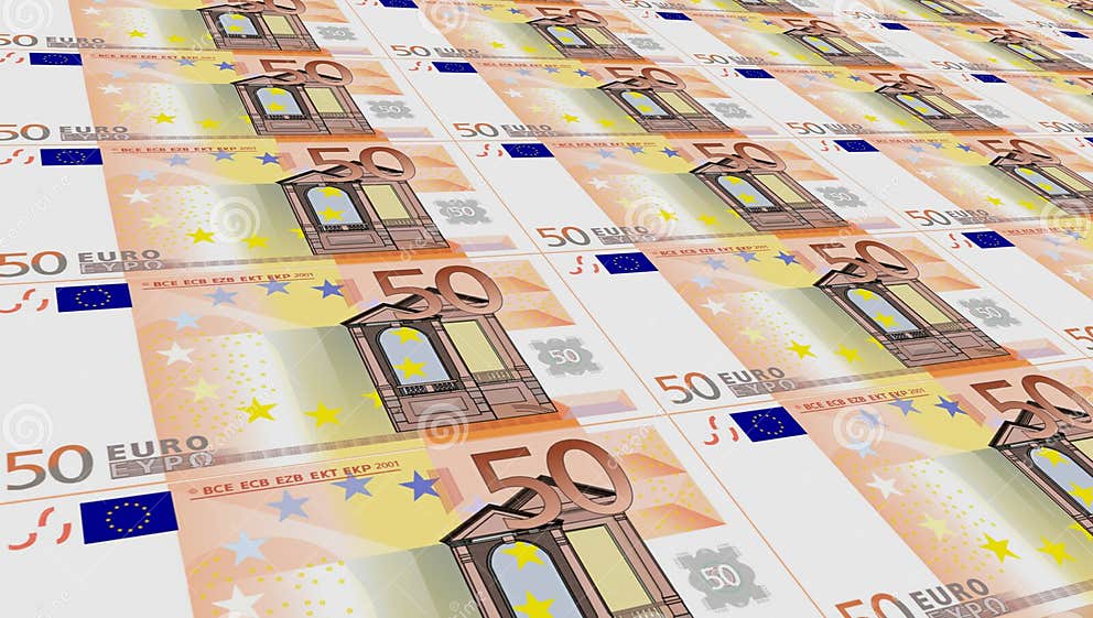 50 Euro Banknote Stack 3d Illustration Stock Illustration ...