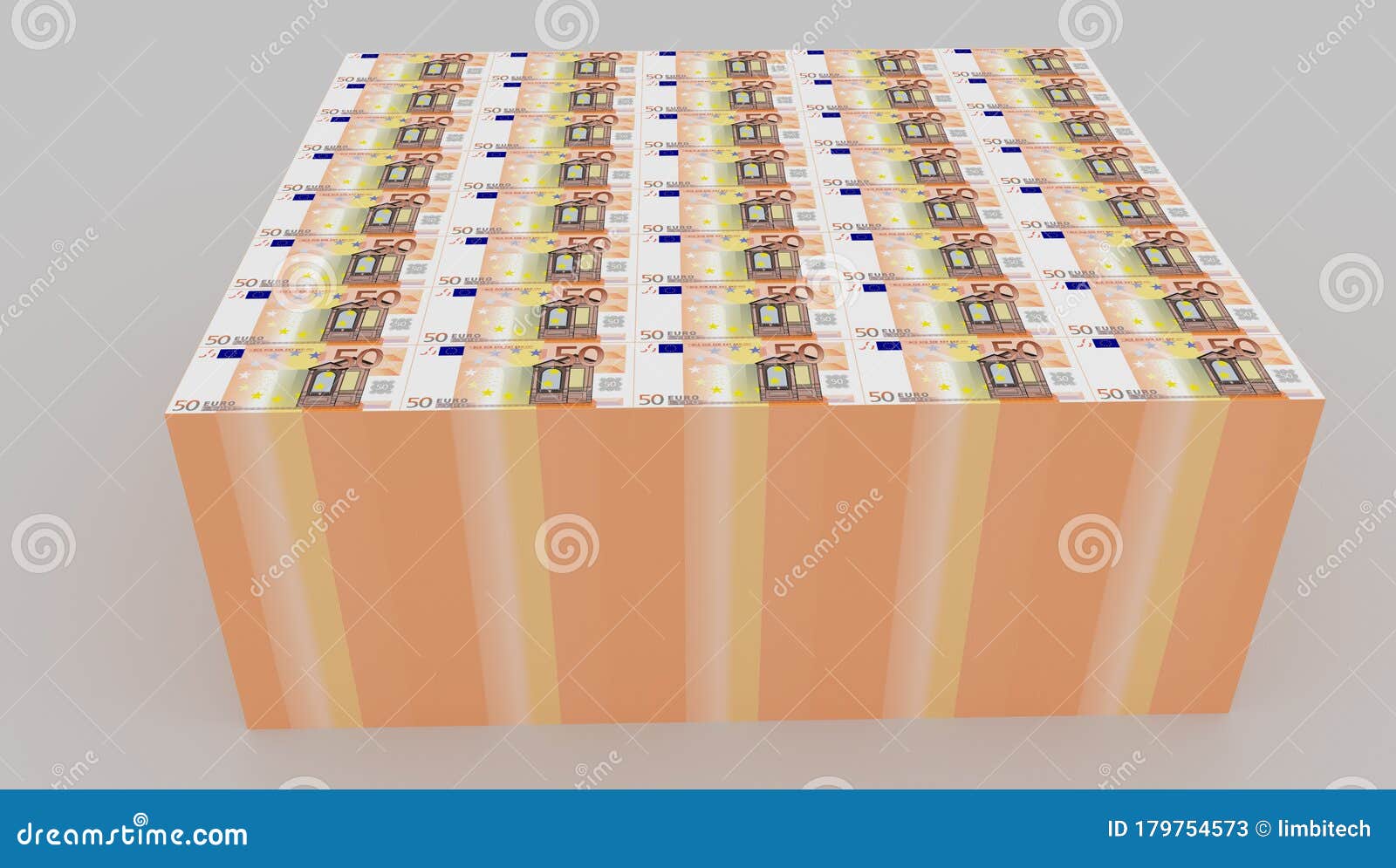 50 Euro Banknote Stack 3d Illustration Stock Illustration ...