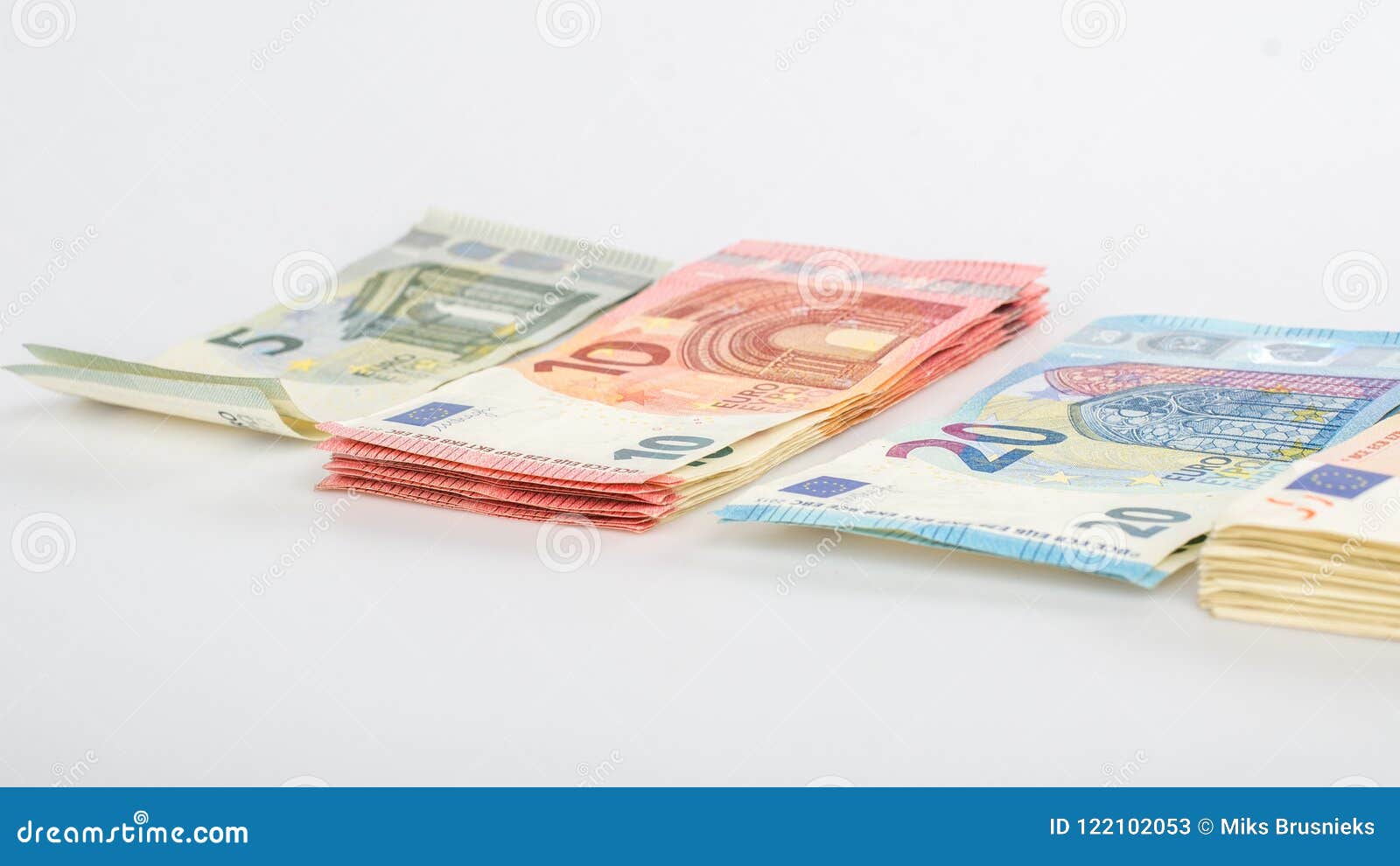 Euro Banknote Stack on White Background Stock Image - Image of notes ...