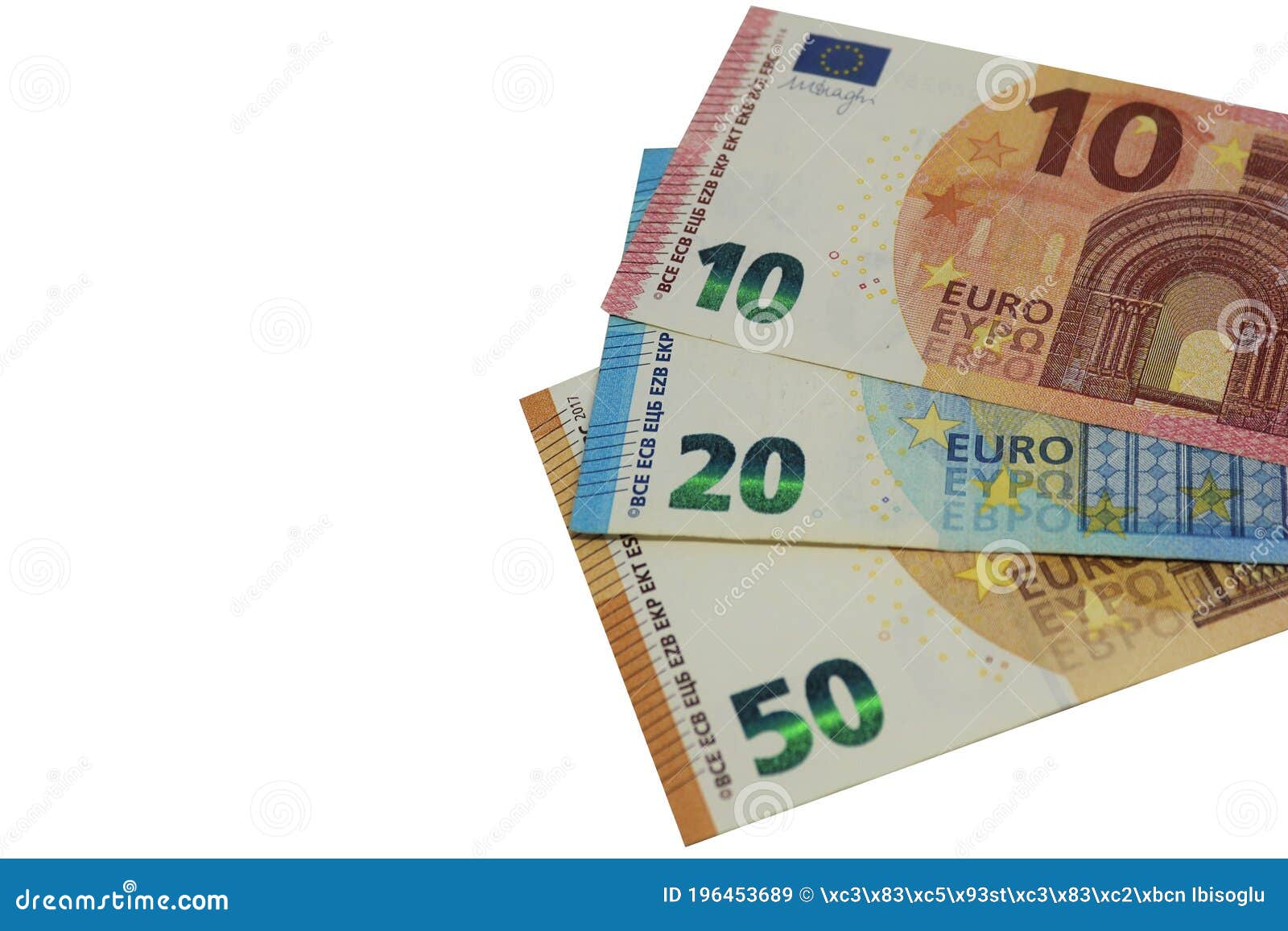 Euro Banknote on White Background. Stock Image - Image of sell ...