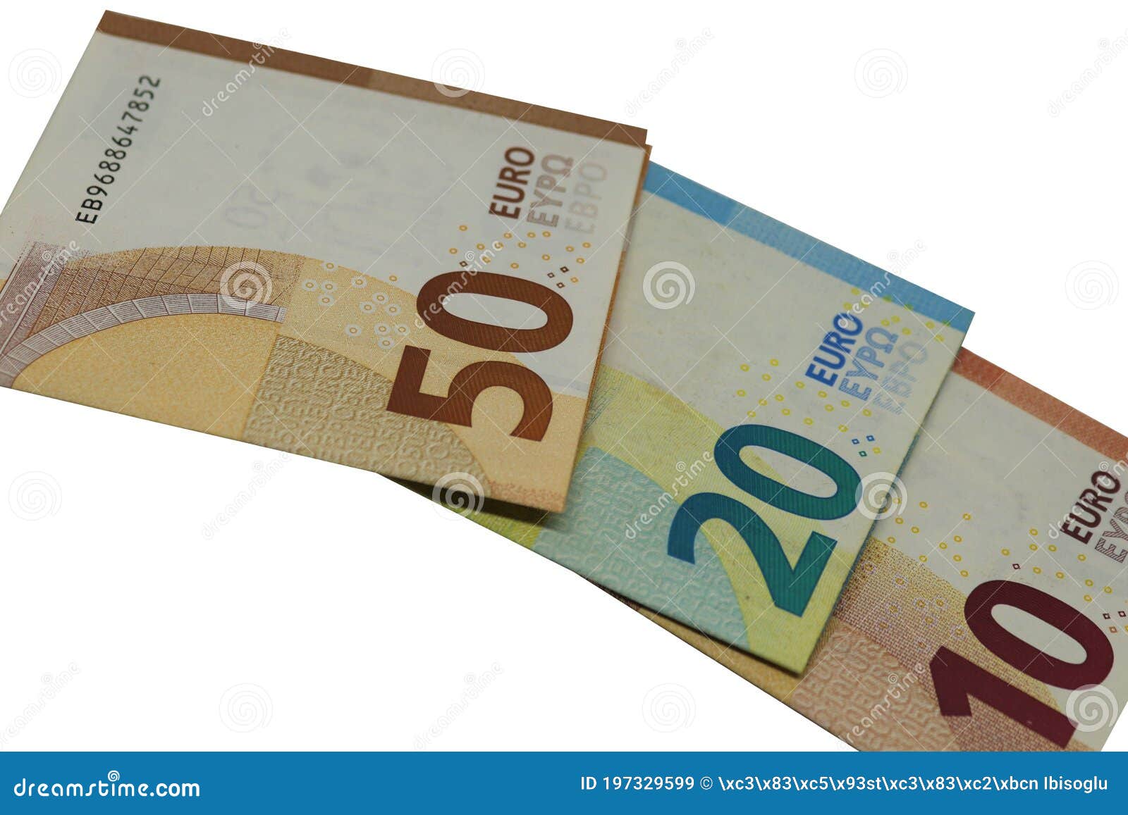 Euro Banknote on White Background. Stock Image - Image of foreign, bank ...