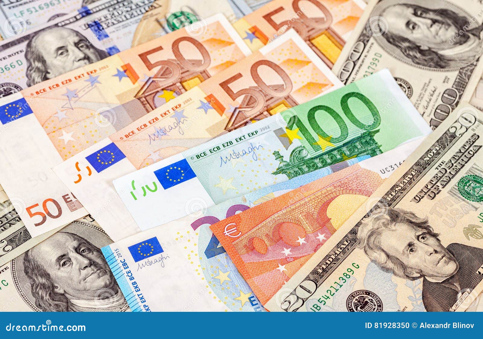 Euro Banknotes and American Dollars Stock Photo - Image of american ...