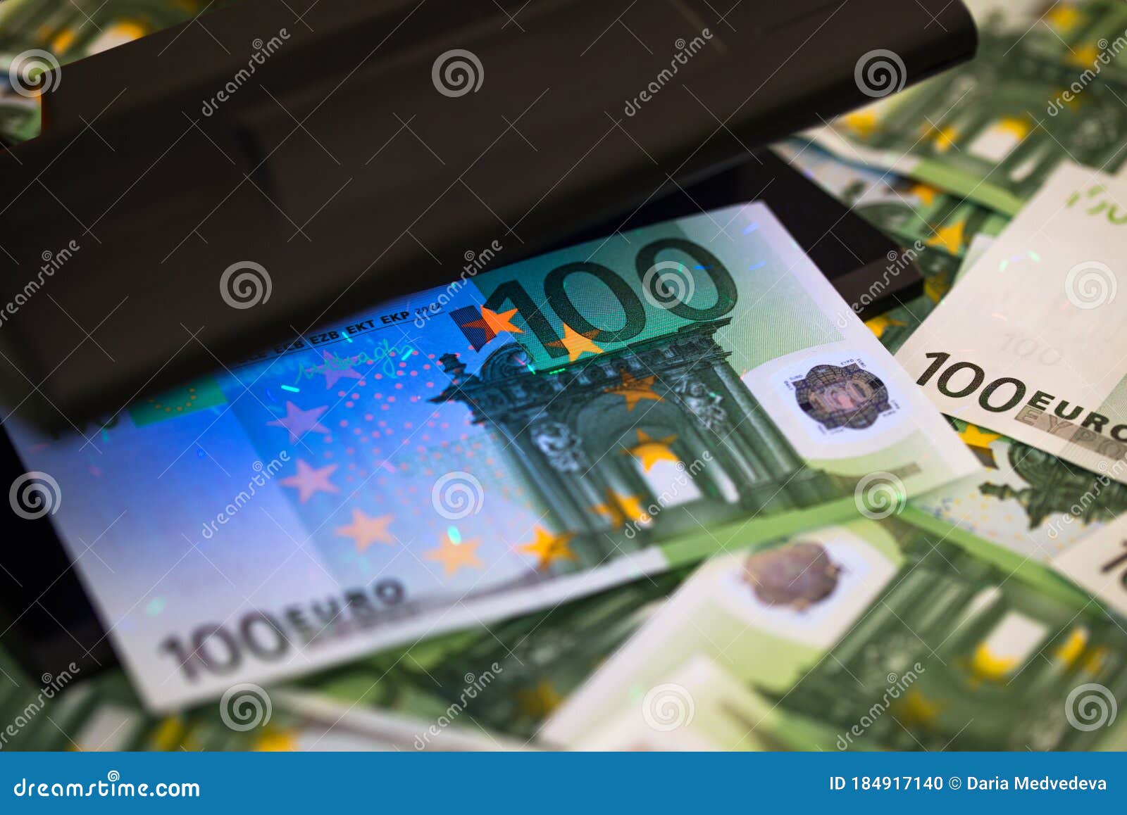Euro Banknotes Authentication Check in Uv Lights Stock Photo - Image of ...