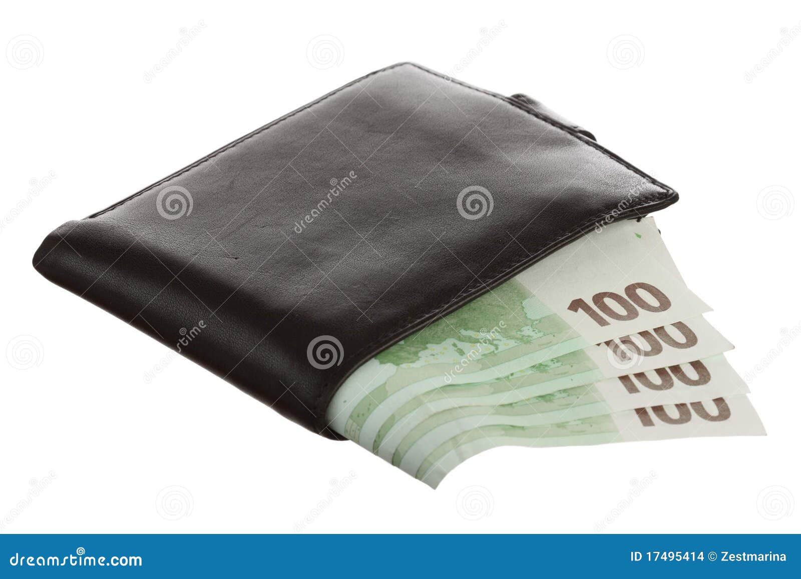 Euro Banknotes in Black Leather Wallet Stock Photo - Image of gainings ...