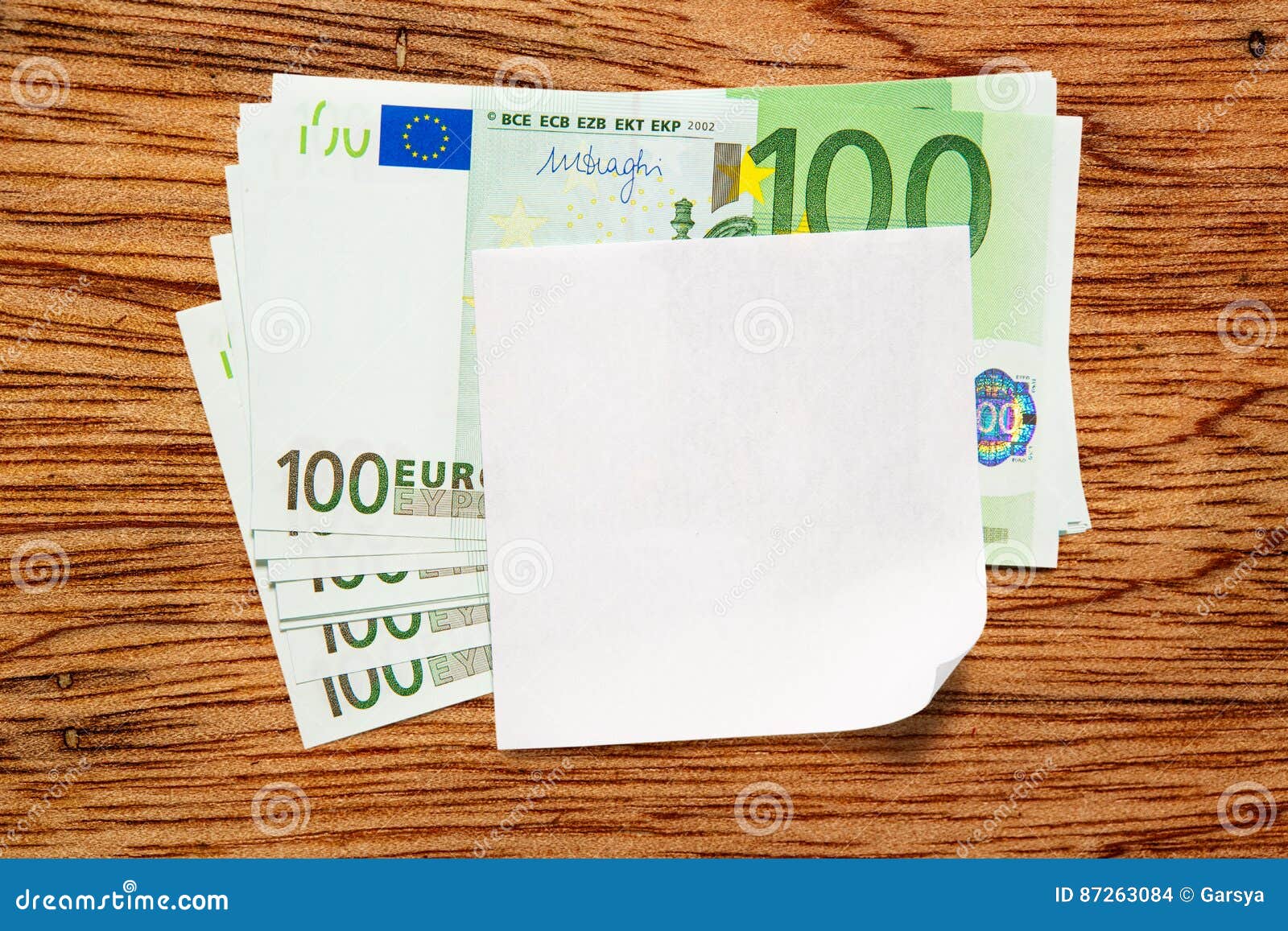 Euro Banknotes and Blank Paper Stock Photo - Image of bend, message ...