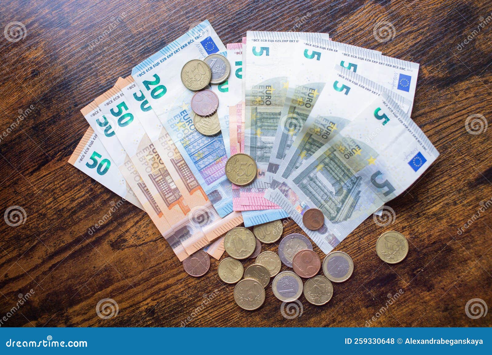 Euro Banknotes and Coins are on the Table Stock Photo - Image of ...