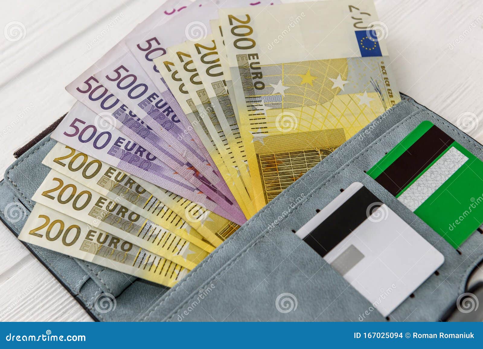 Euro Banknotes with Credit Card in Wallet Stock Photo - Image of card ...