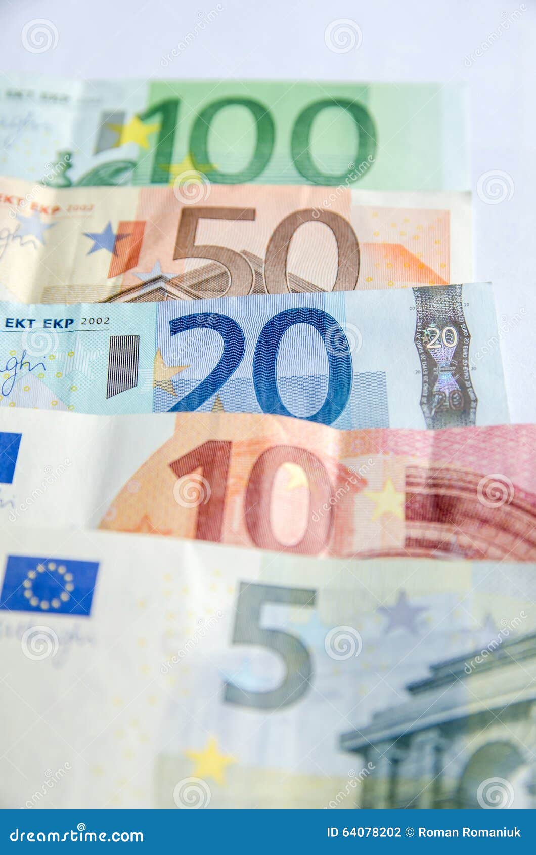 Euro Banknotes with Different Denomination Stock Photo - Image of ...