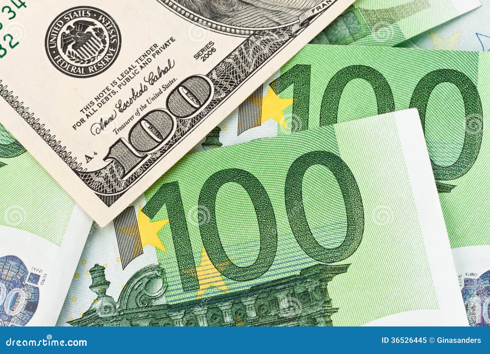 Euro banknotes and dollar. stock image. Image of euros - 36526445