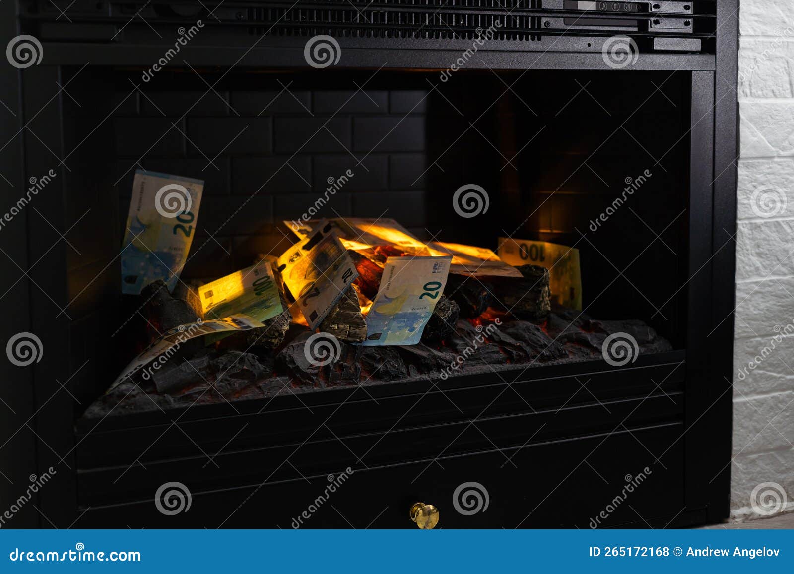 Euro Banknotes Fire in Fireplace Stock Photo - Image of nature ...