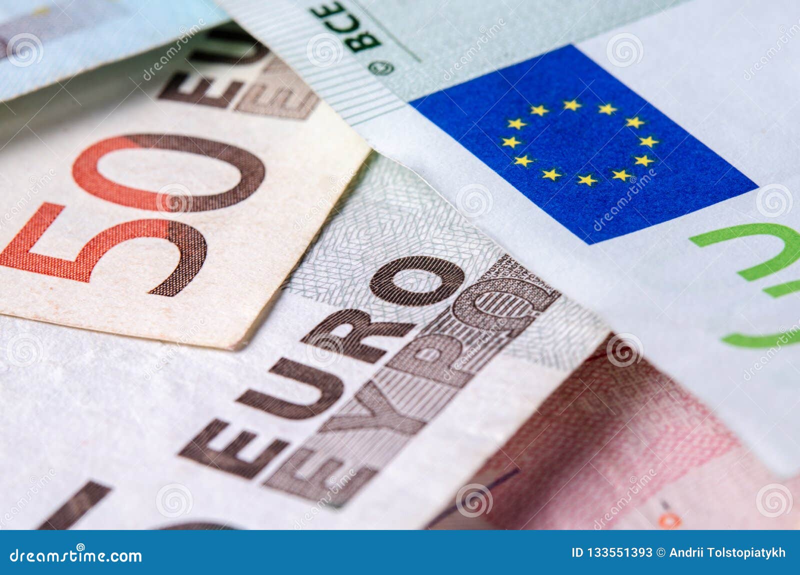 Euro Banknotes from the First Series of Various Denominations. Stock ...