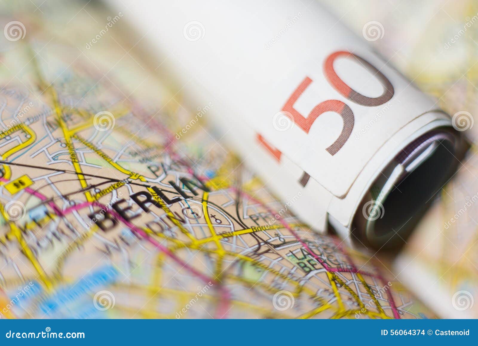 Euro Banknotes on a Geographical Map of Berlin Stock Photo - Image of ...