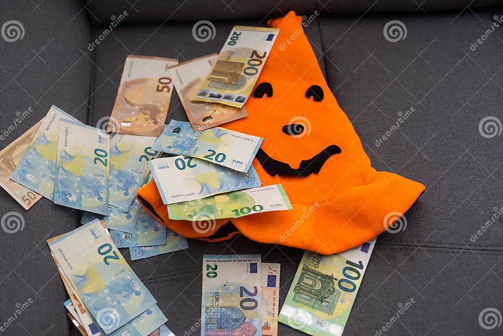 Euro Banknotes and Halloween Hat Stock Image - Image of background ...