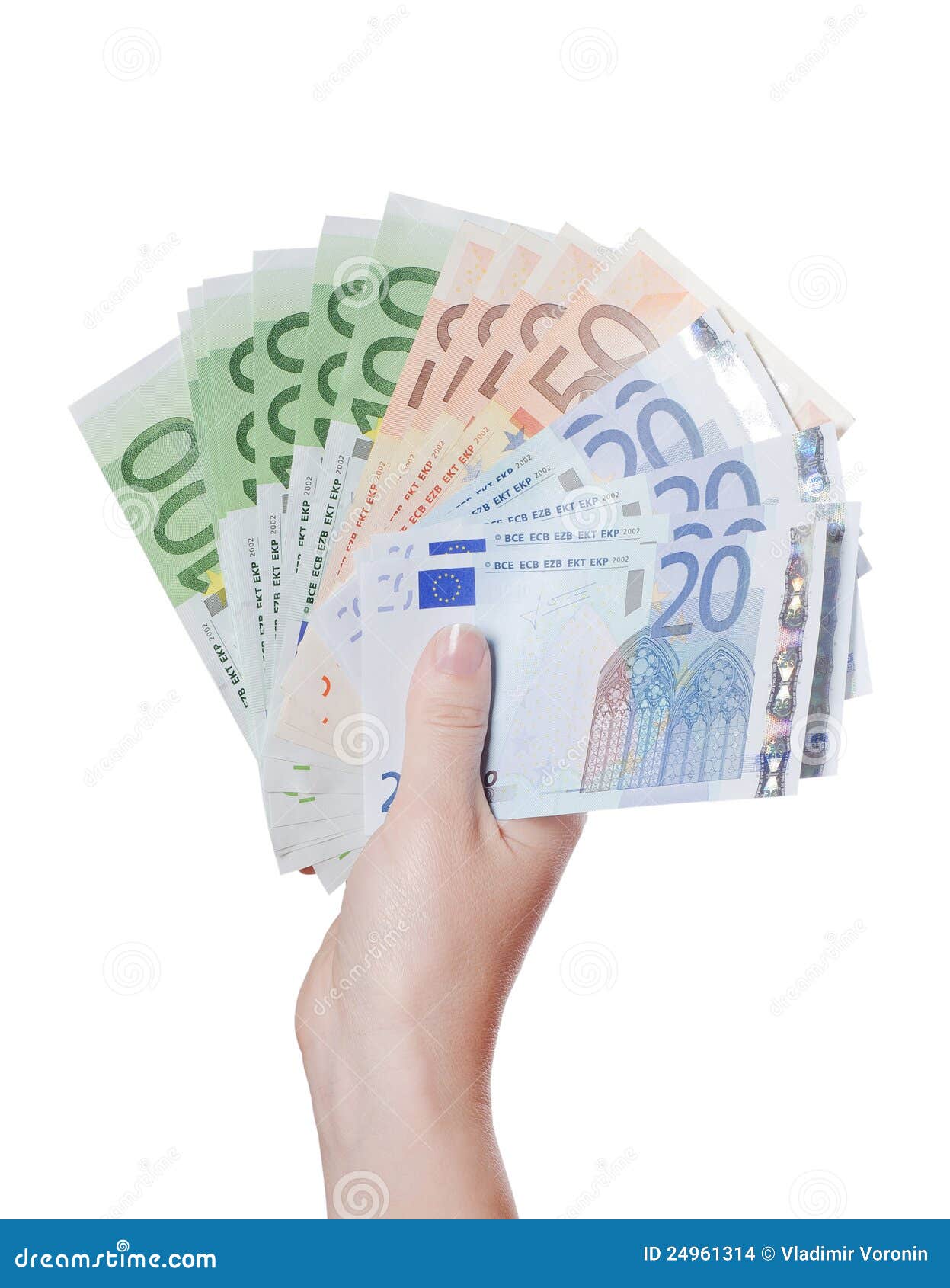 Euro banknotes in a hand stock photo. Image of money - 24961314