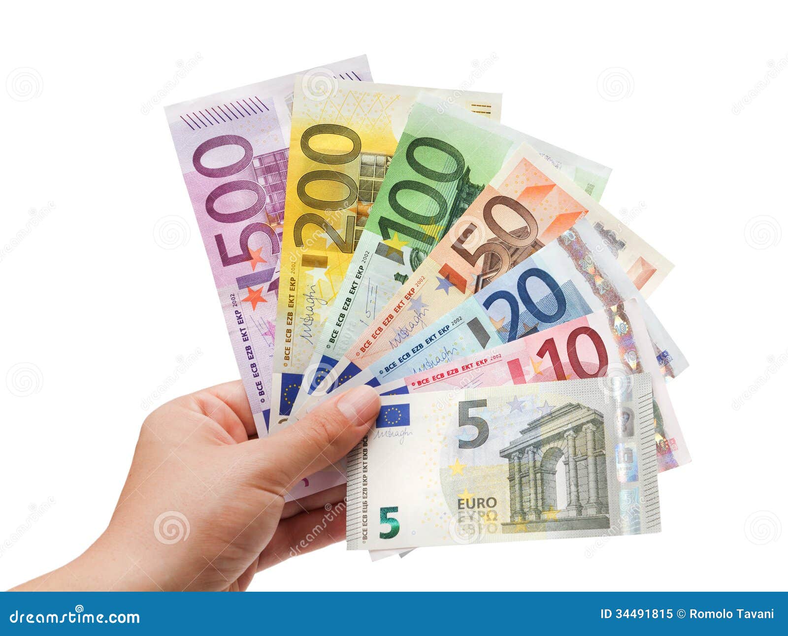 Euro Banknotes In Hand On White Stock Image - Image of licence, give ...