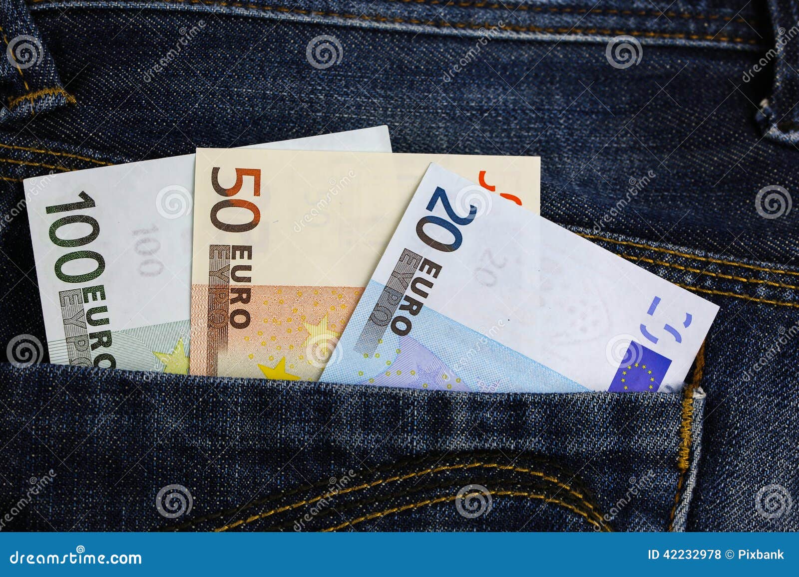 Euro Banknotes in Jeans Pocket Stock Photo - Image of closeup, debt ...