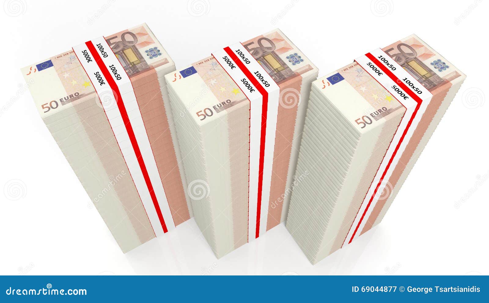 Euro Banknotes of 50 in Large Stacks Stock Illustration - Illustration ...