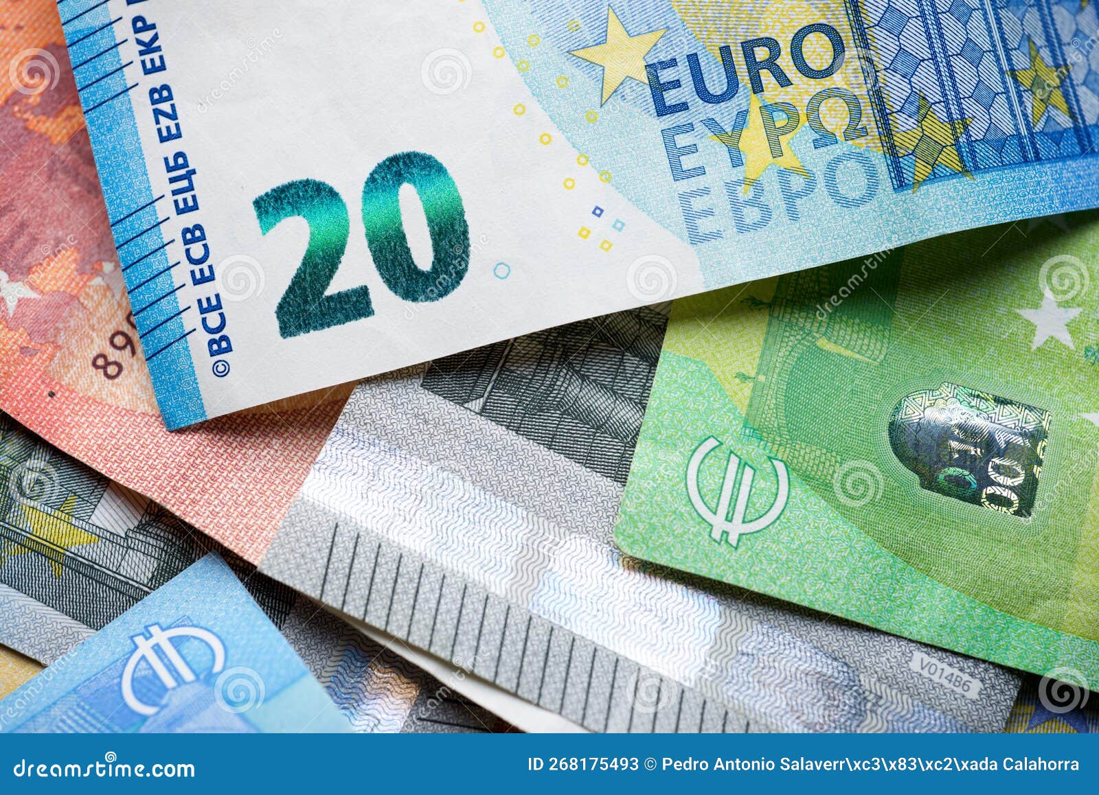 Euro Banknotes Piled Up on a Table Stock Image - Image of currency ...