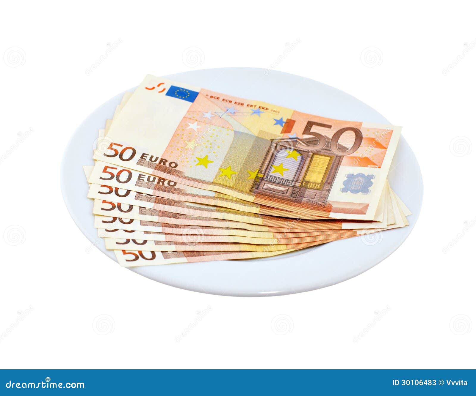 Money on a white plate stock image. Image of object, euro - 30106483