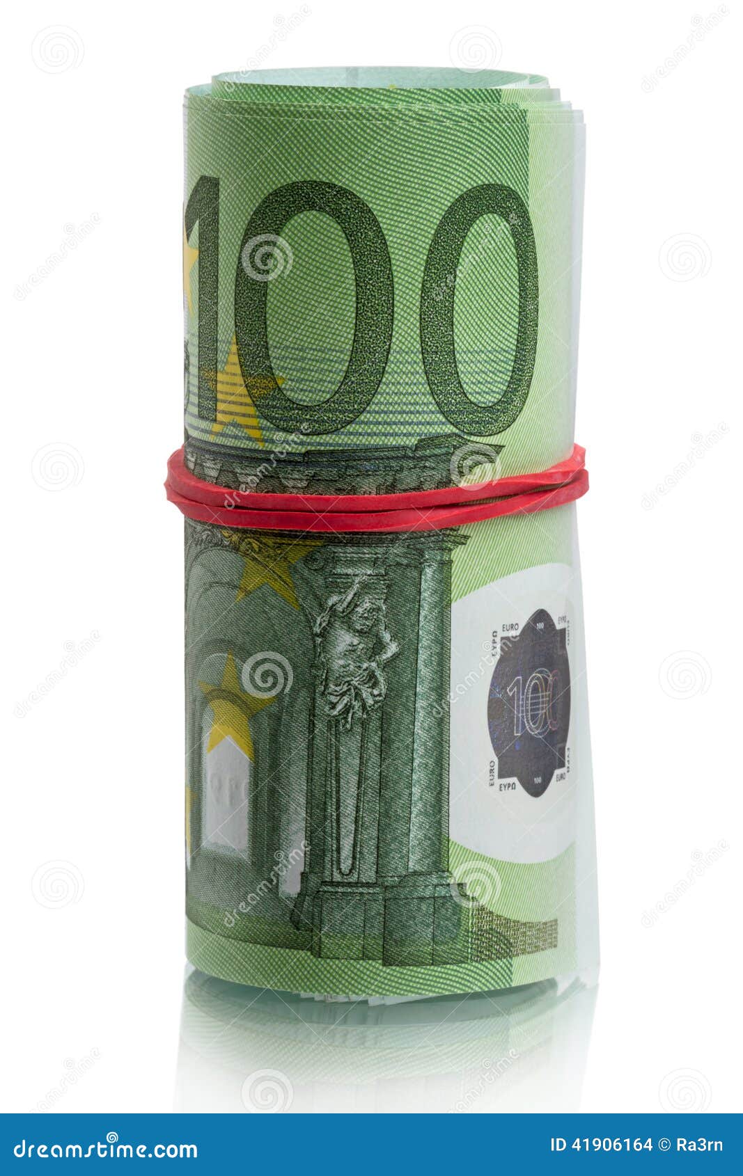 Euro Banknotes Roll with Red Rubber Stock Photo - Image of background ...