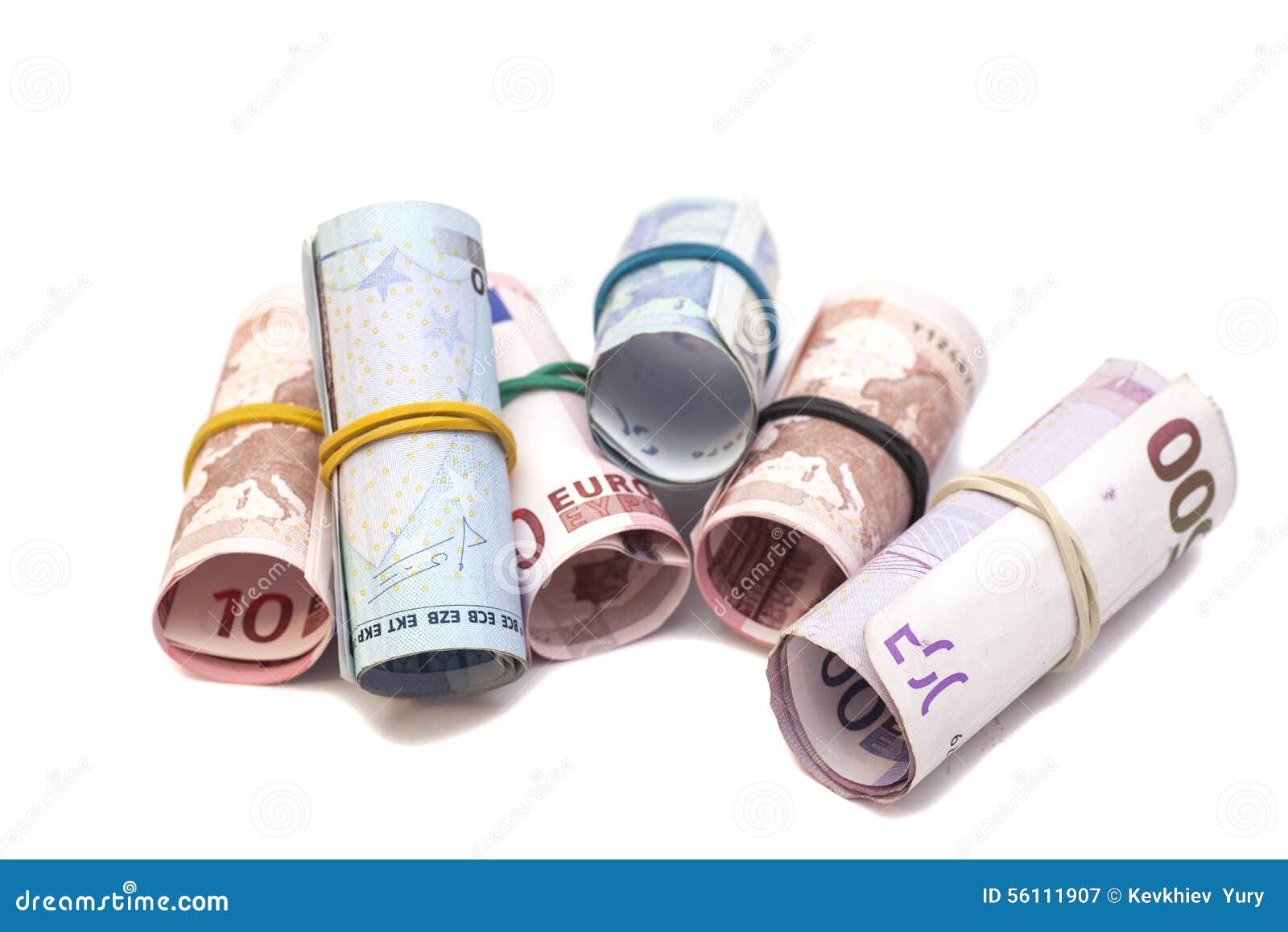 Euro Banknotes with a Rubber Band Stock Image - Image of band, rubber ...