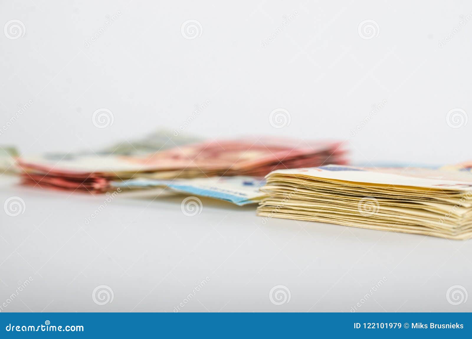 Euro Banknote Stack on White Background Stock Image - Image of euro ...