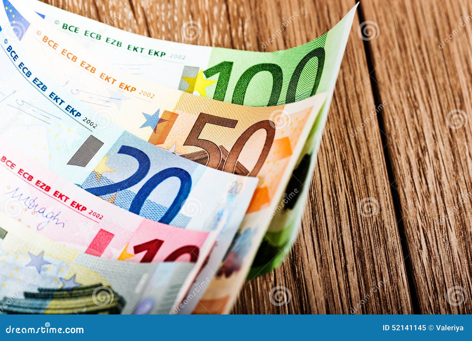 Euro banknotes on table stock image. Image of euro, change - 52141145