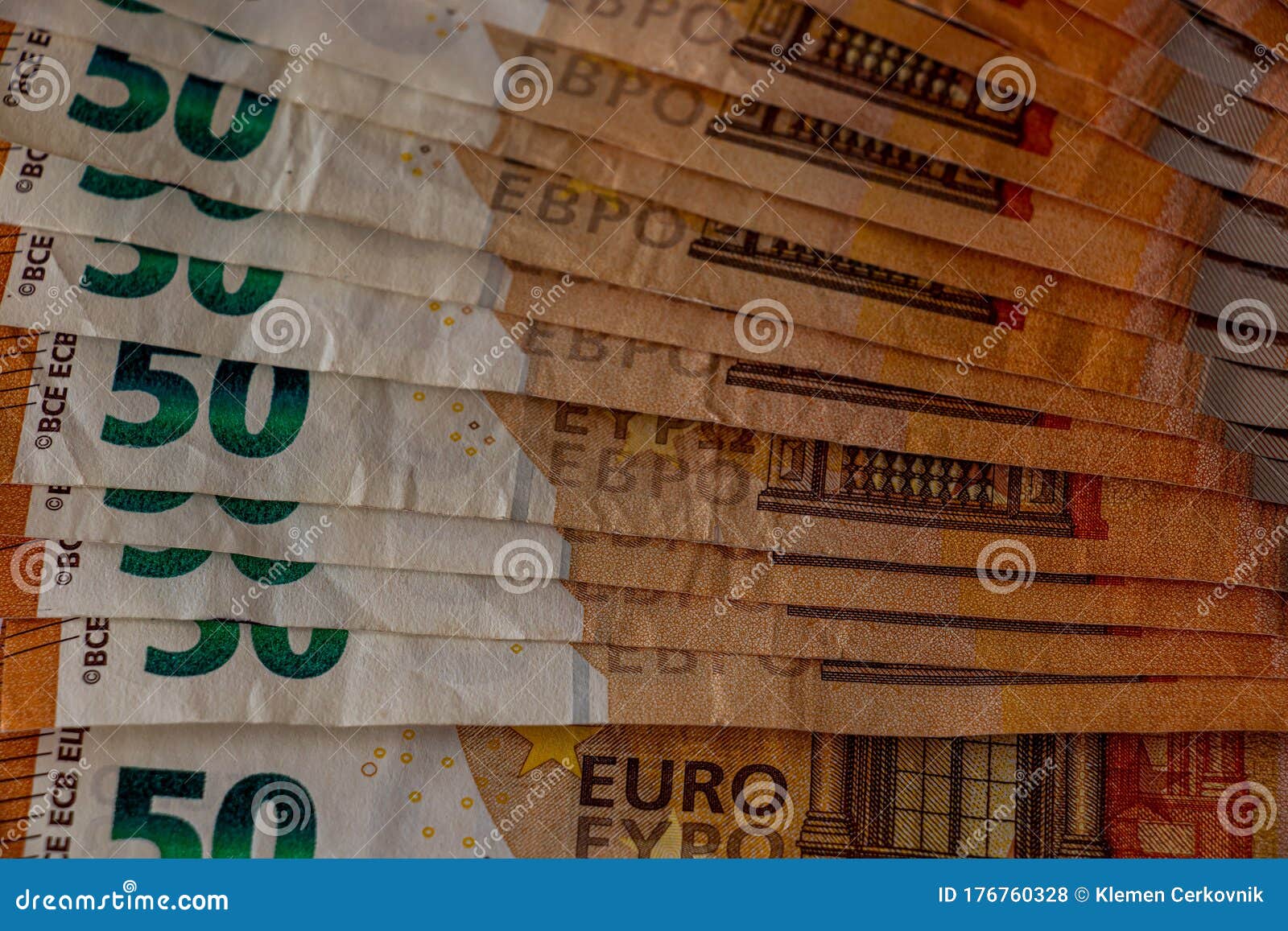 50 euro banknotes on table stock photo. Image of finance - 176760328