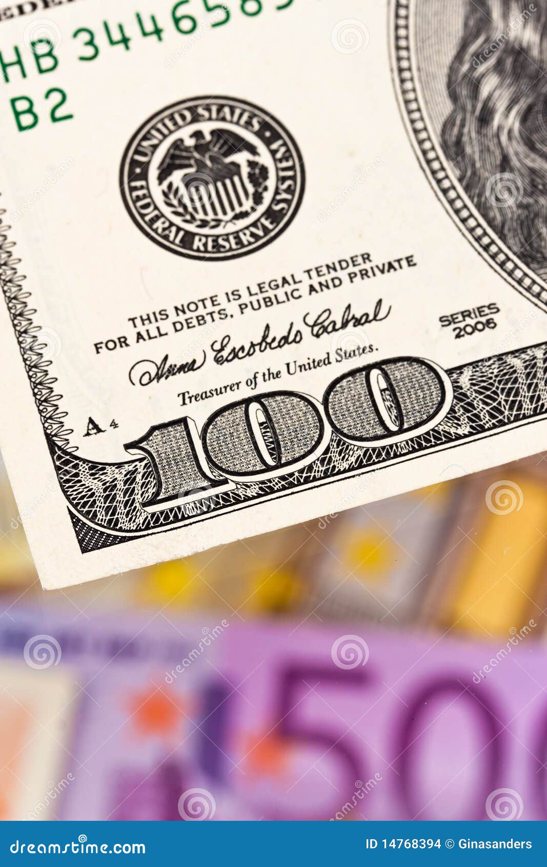 Euro banknotes and U.S. stock photo. Image of parity - 14768394
