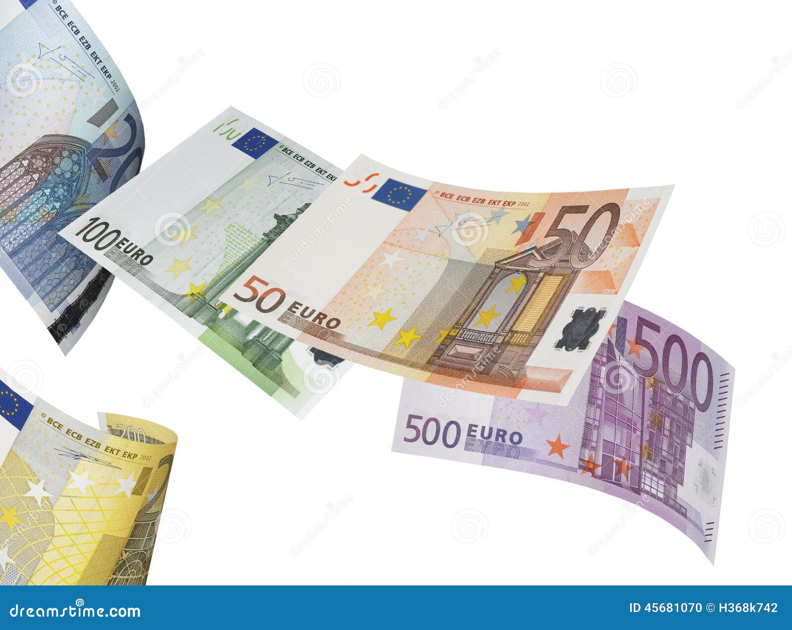 Euro Bill Collage Isolated on White Stock Photo - Image of banknote ...