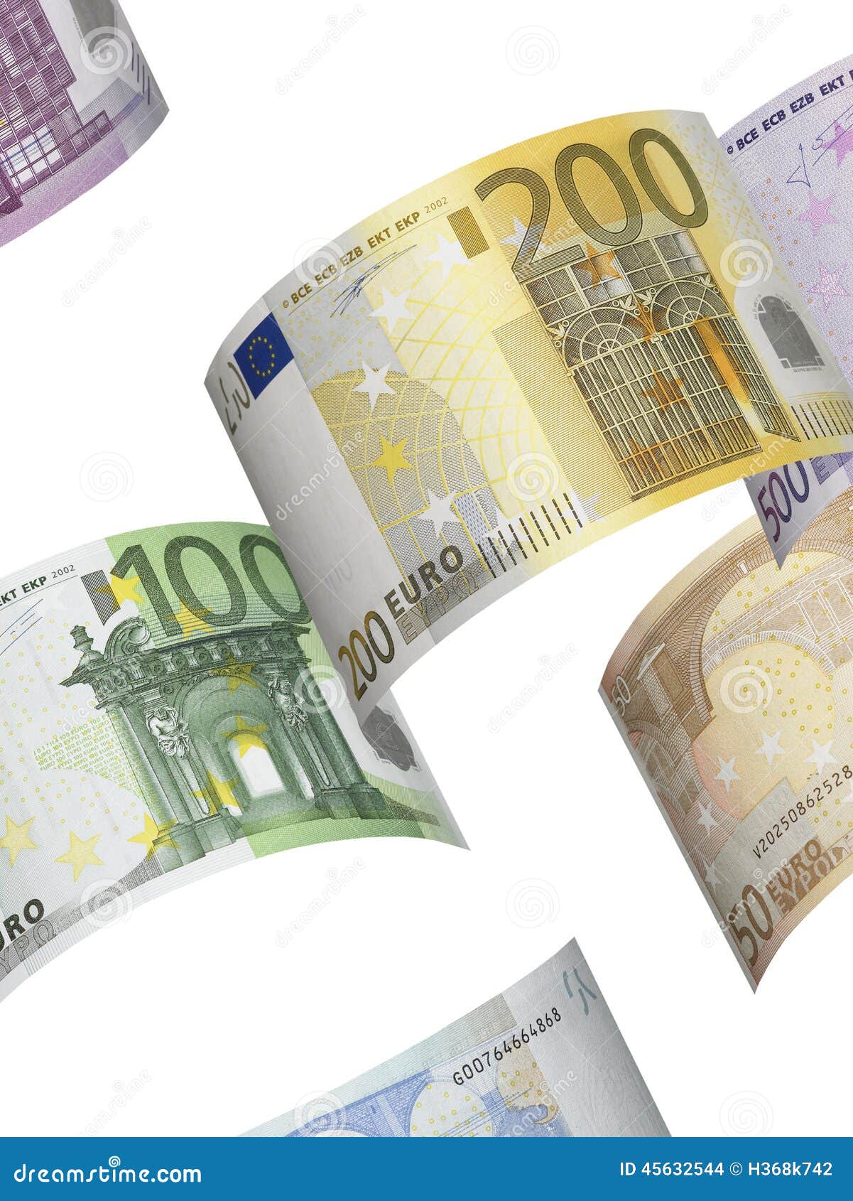 Euro bill collage on white stock photo. Image of europe - 45632544