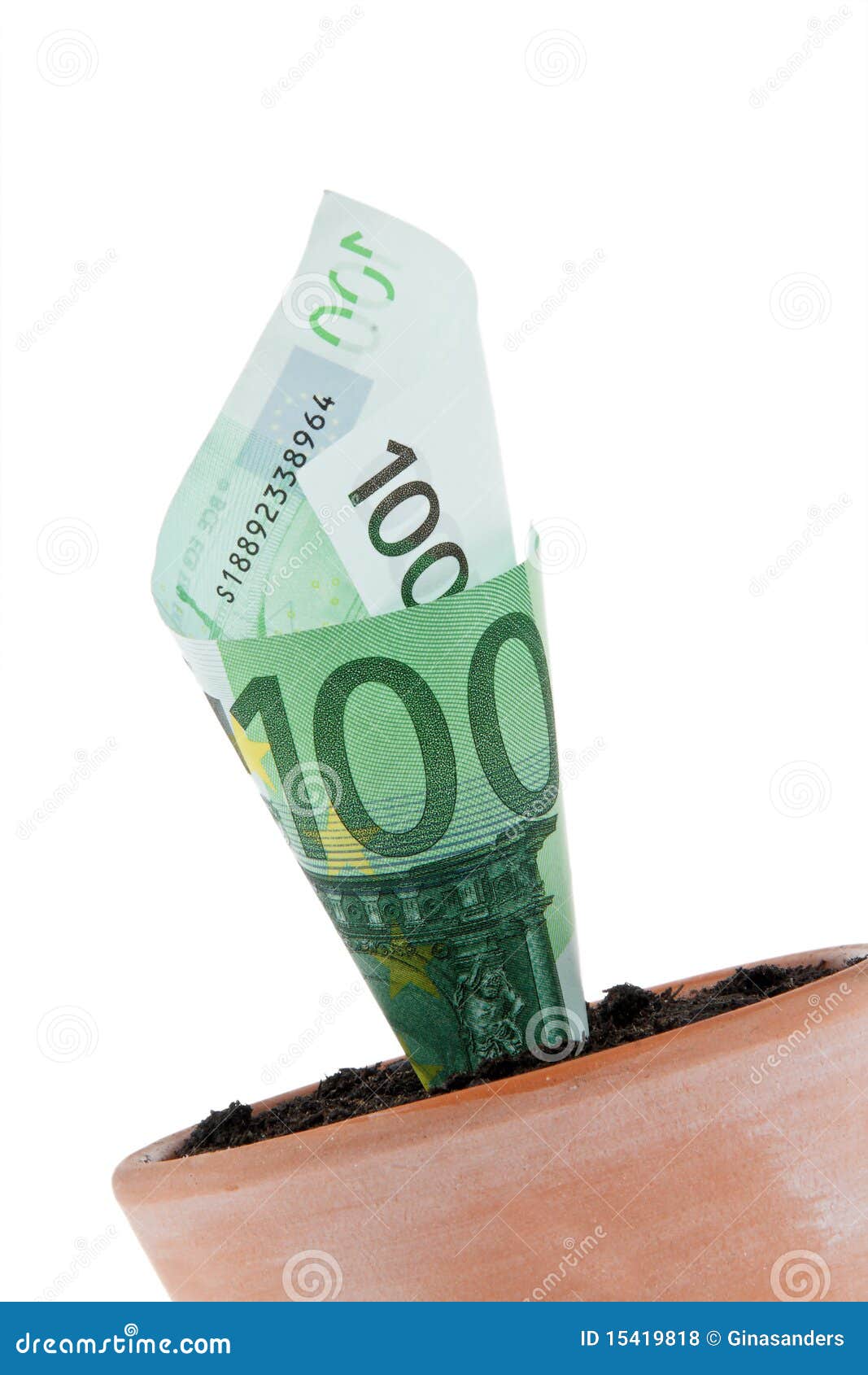 Euro-bill in Flower Pot. Interest Rates, Growth. Stock Photo - Image of ...