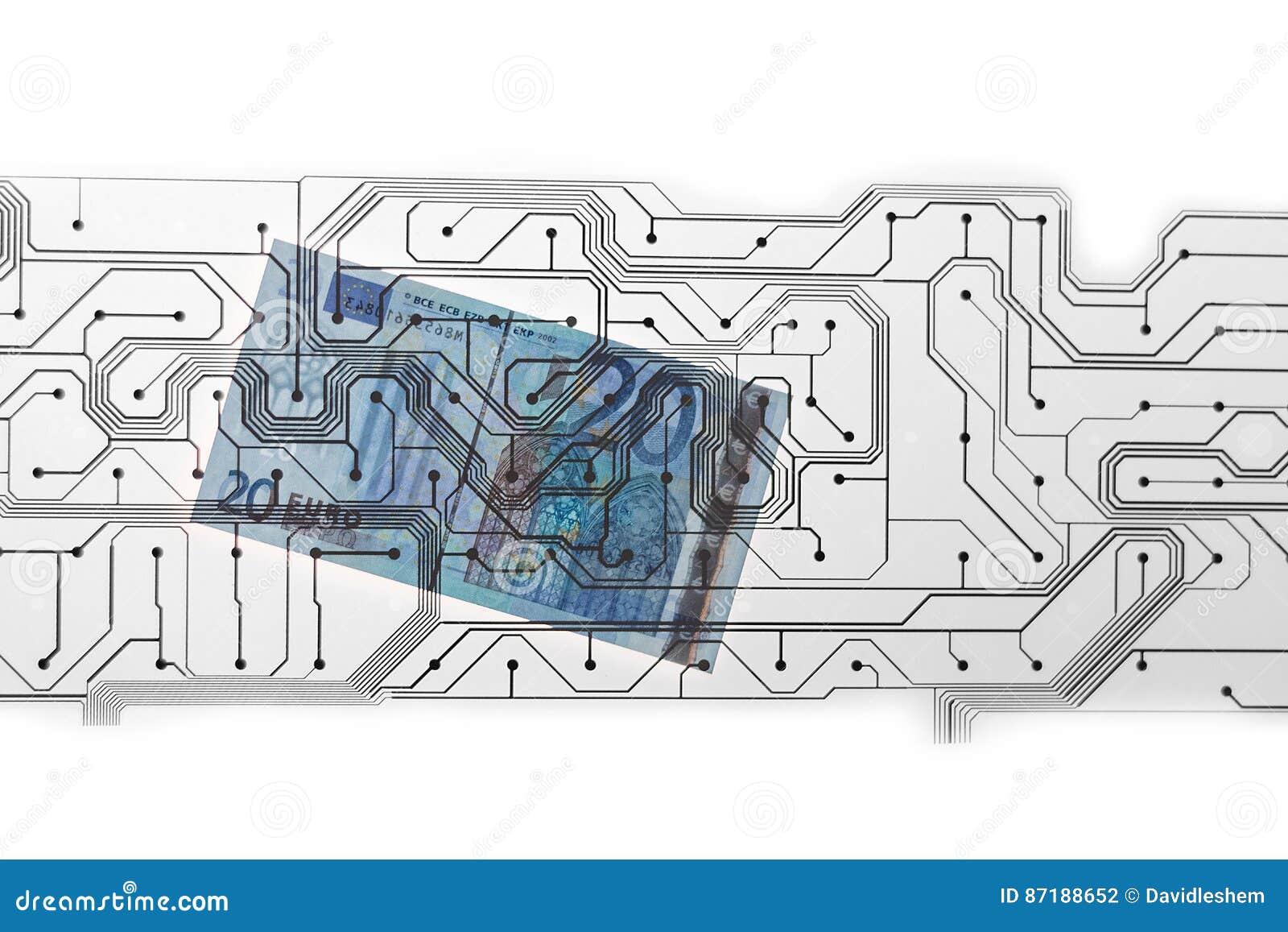Euro bill and PCB stock illustration. Illustration of diagram - 87188652