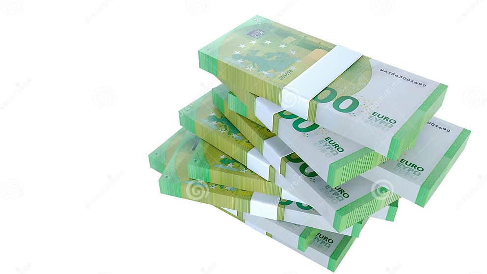 100 Euro Bill Stack Isolated on White Background. Stock Illustration ...