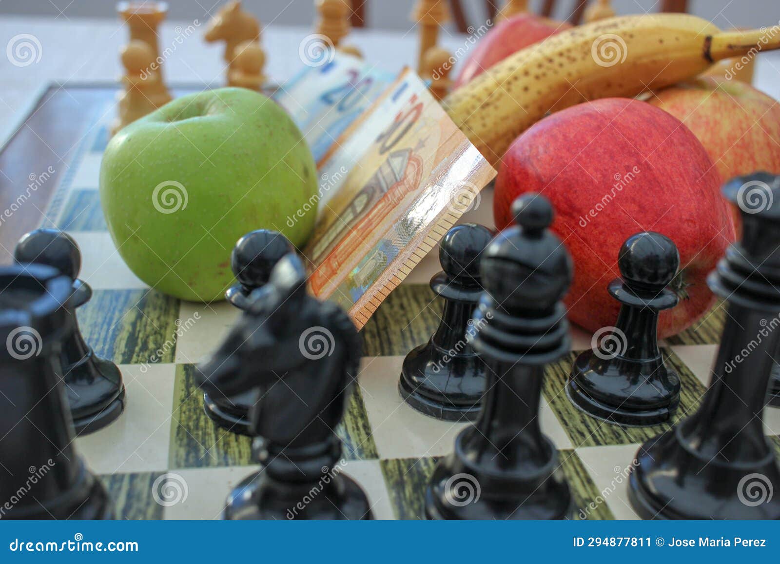 Euro Bills and Fruits among Chess Pieces Stock Image - Image of banking ...