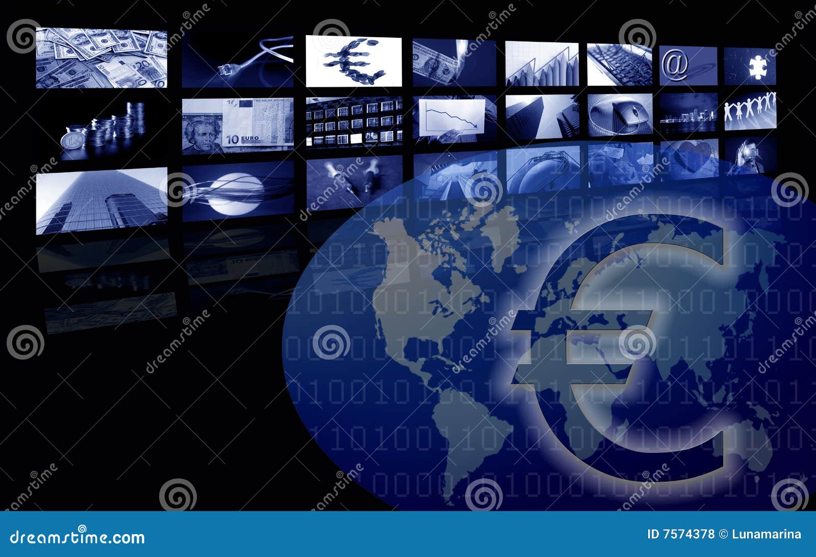 Euro Business Corporate Image, Multiple Screen Stock Illustration ...