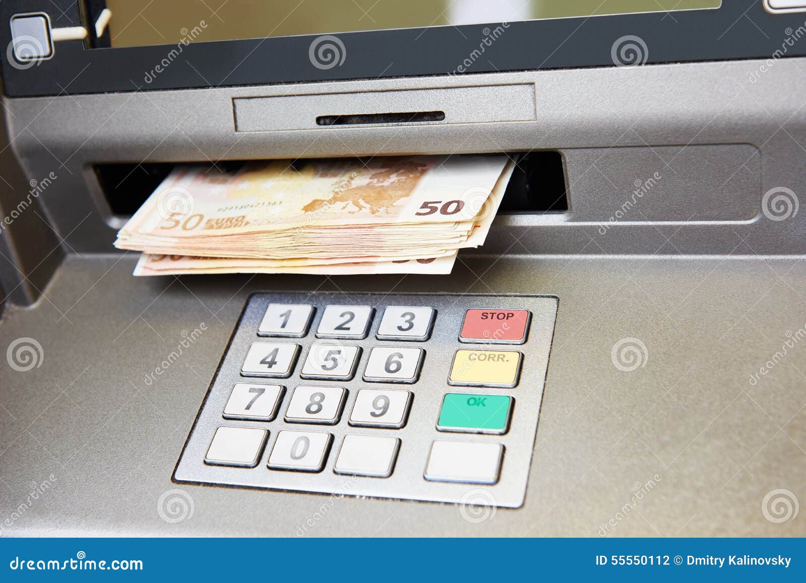 Euro cash withdrawal stock photo. Image of debit, currency - 55550112