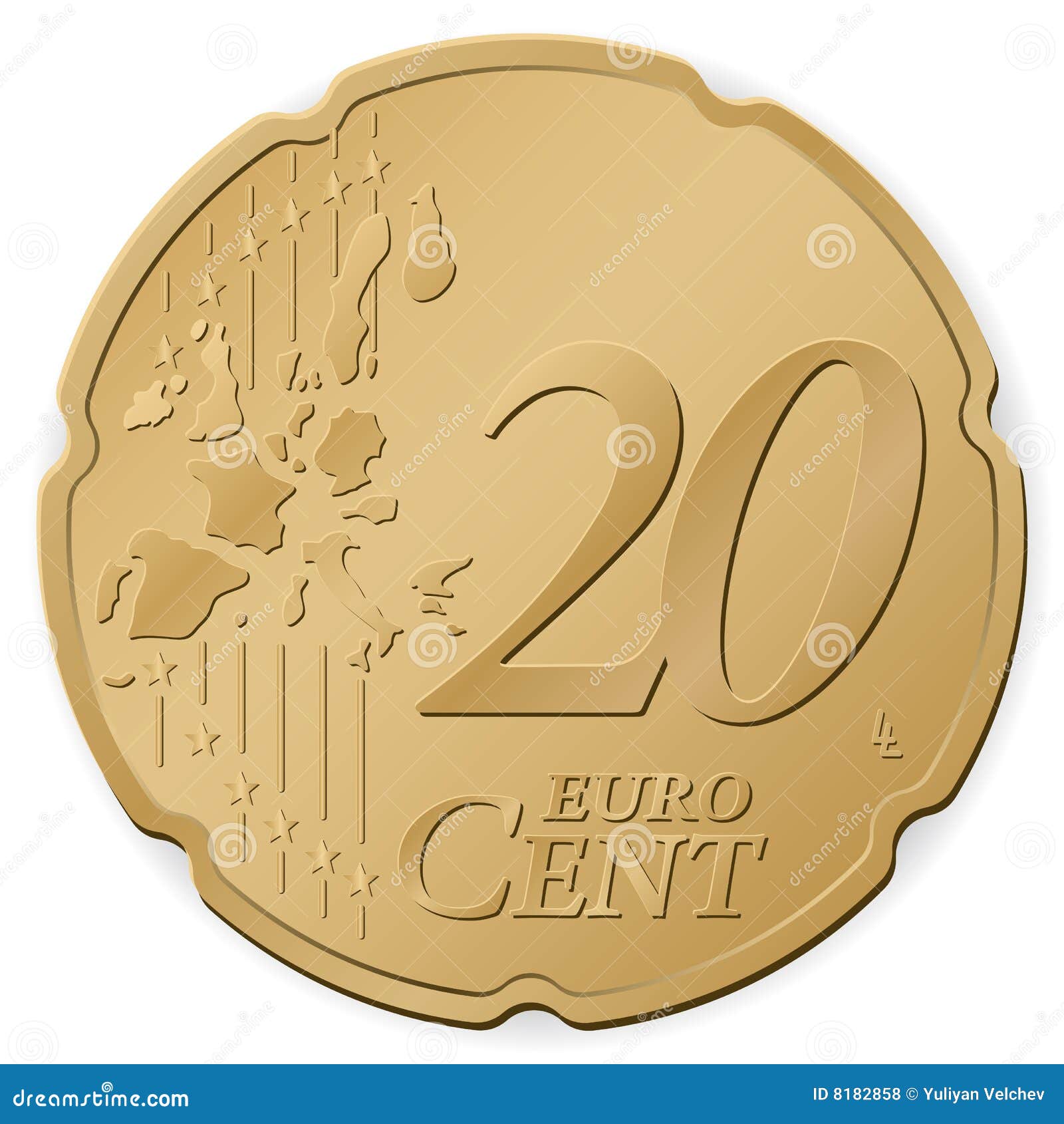 Euro cent 20 vector illustratie. Illustration of munt - 8182858