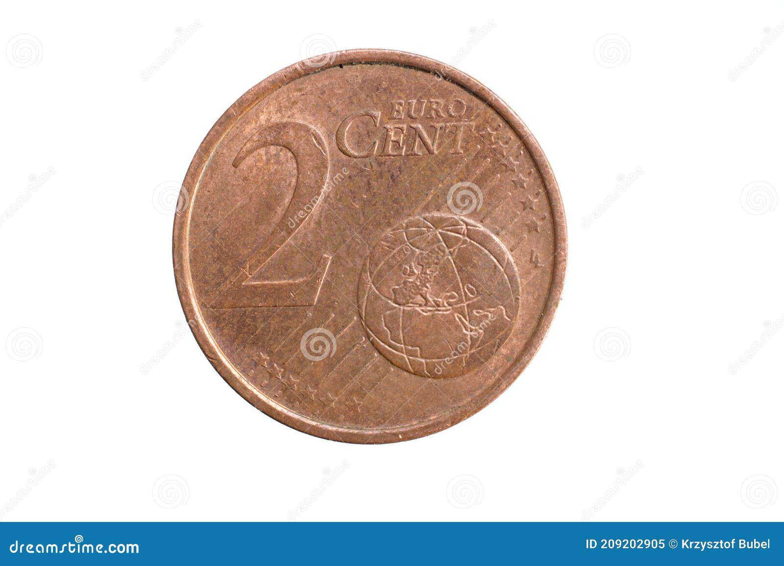 2 Euro Cent Coin on White Background Stock Image - Image of cent ...