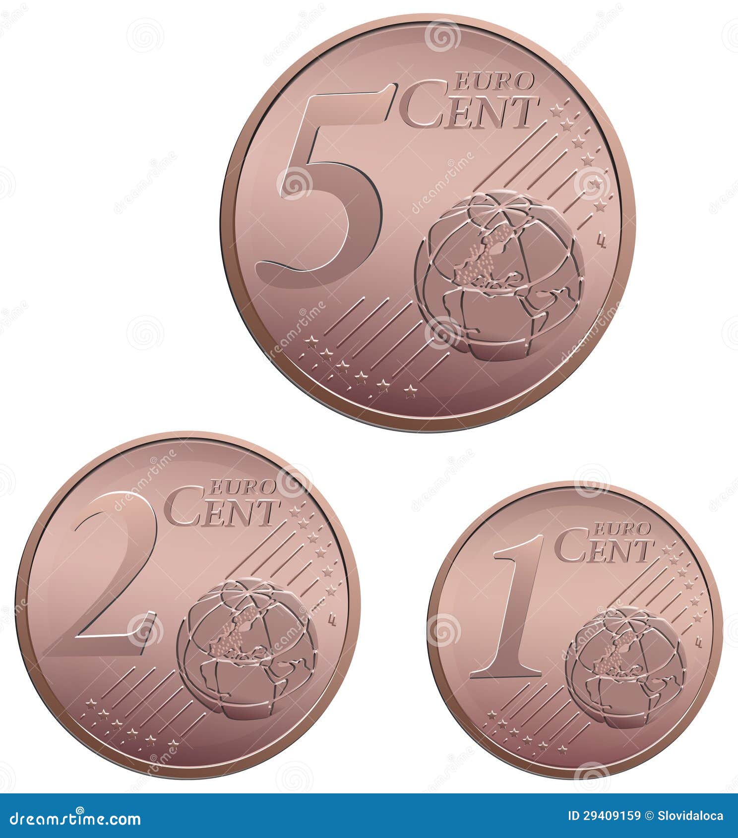 Euro Cent Coins stock illustration. Illustration of cent - 29409159