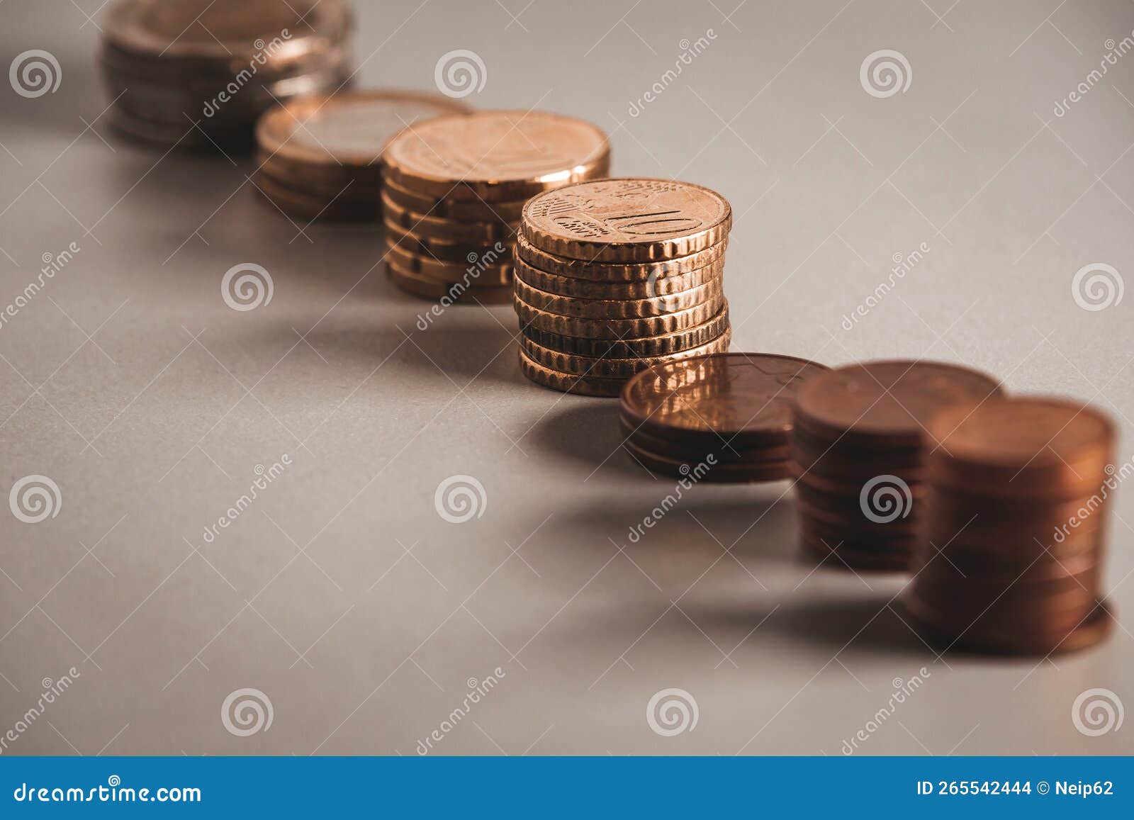 Euro and Euro Cent Coins are Arranged in a Row by Denomination. Soft ...