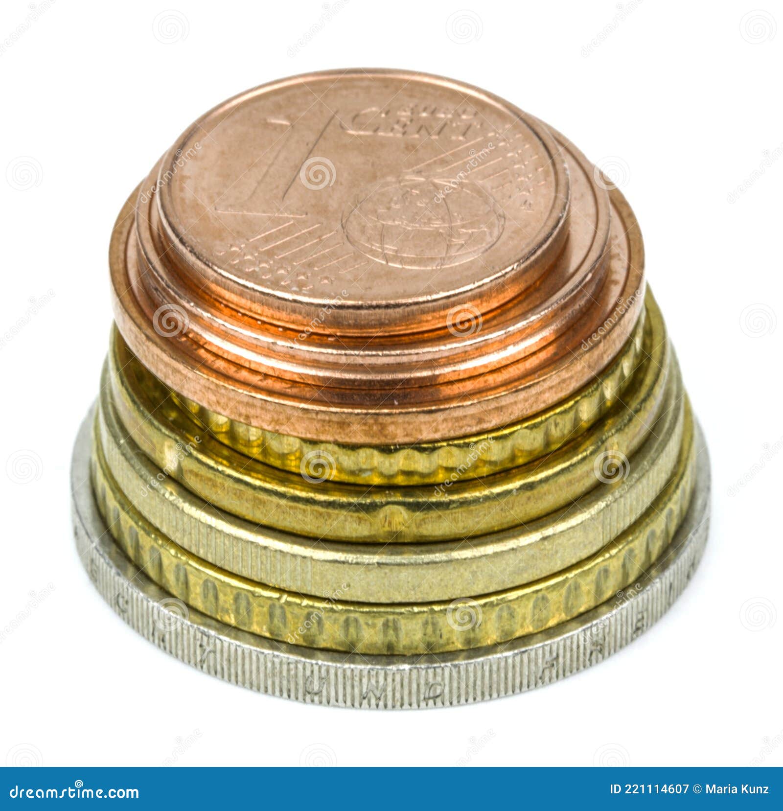 Euro cent on a white stock image. Image of financial - 221114607