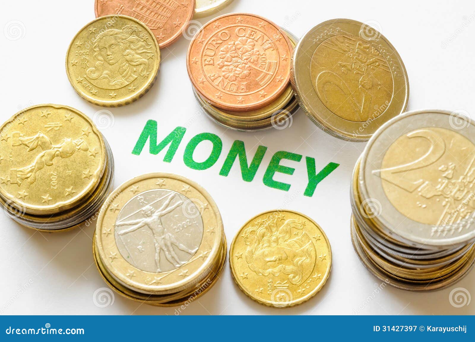 Euro, Centen en Geld stock afbeelding. Image of succes - 31427397