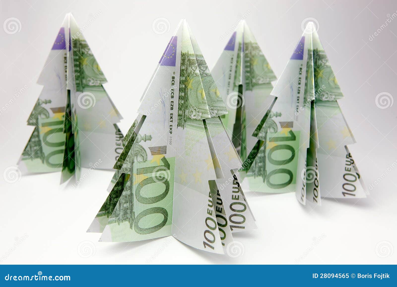 Euro Christmas Trees stock image. Image of banknote, object - 28094565